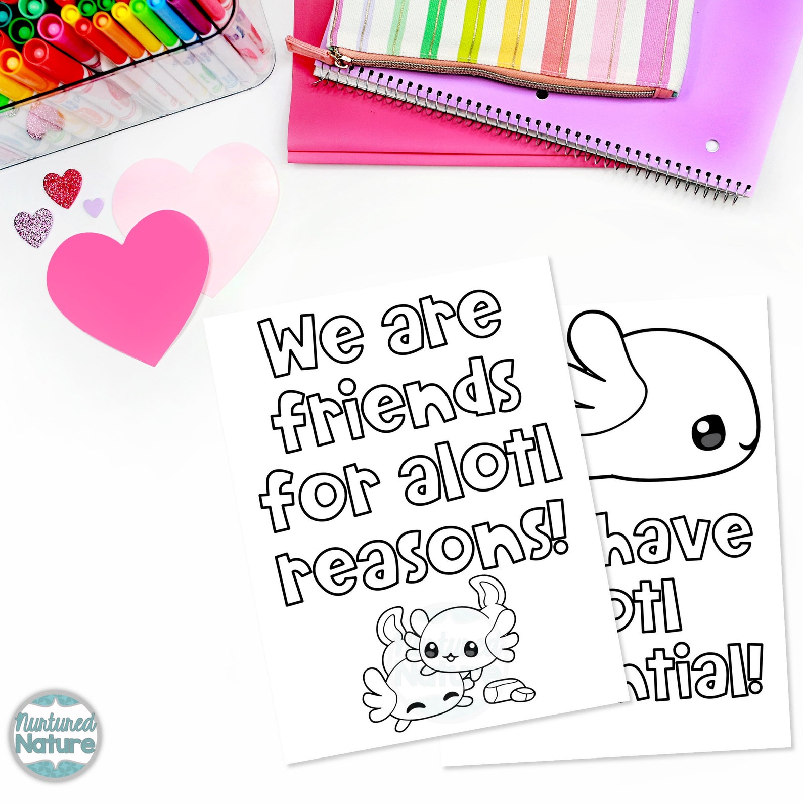 Axolotl Coloring Pages for Valentine’s Day, Kids Coloring Pages ...