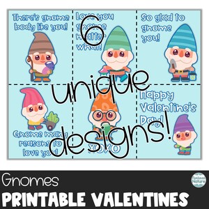 Gnome Valentines Day Cards for Kids Classrooms, Valentine Gift Tags ...