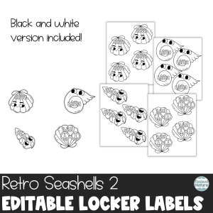 Seashell Name Tags, Retro Name Tags for School, Cubby Tags, Editable ...