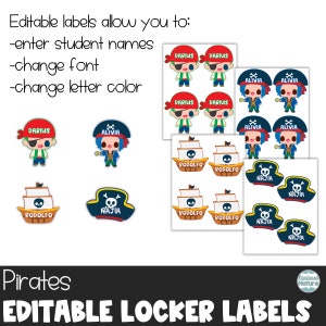 Editable Name Tags for School, Pirate Printable, Cubby Tags, Locker ...