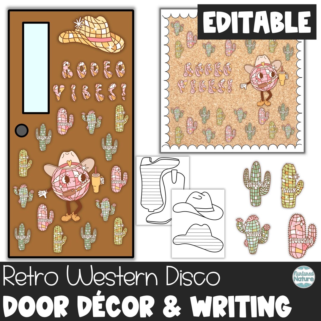 Retro Western Bulletin Board Kit, Disco Rodeo, Western Theme Classroom ...