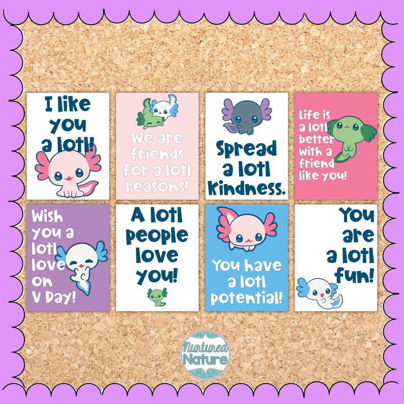 Valentines Day Bulletin Board Printable Poster Set Axolotl - Etsy