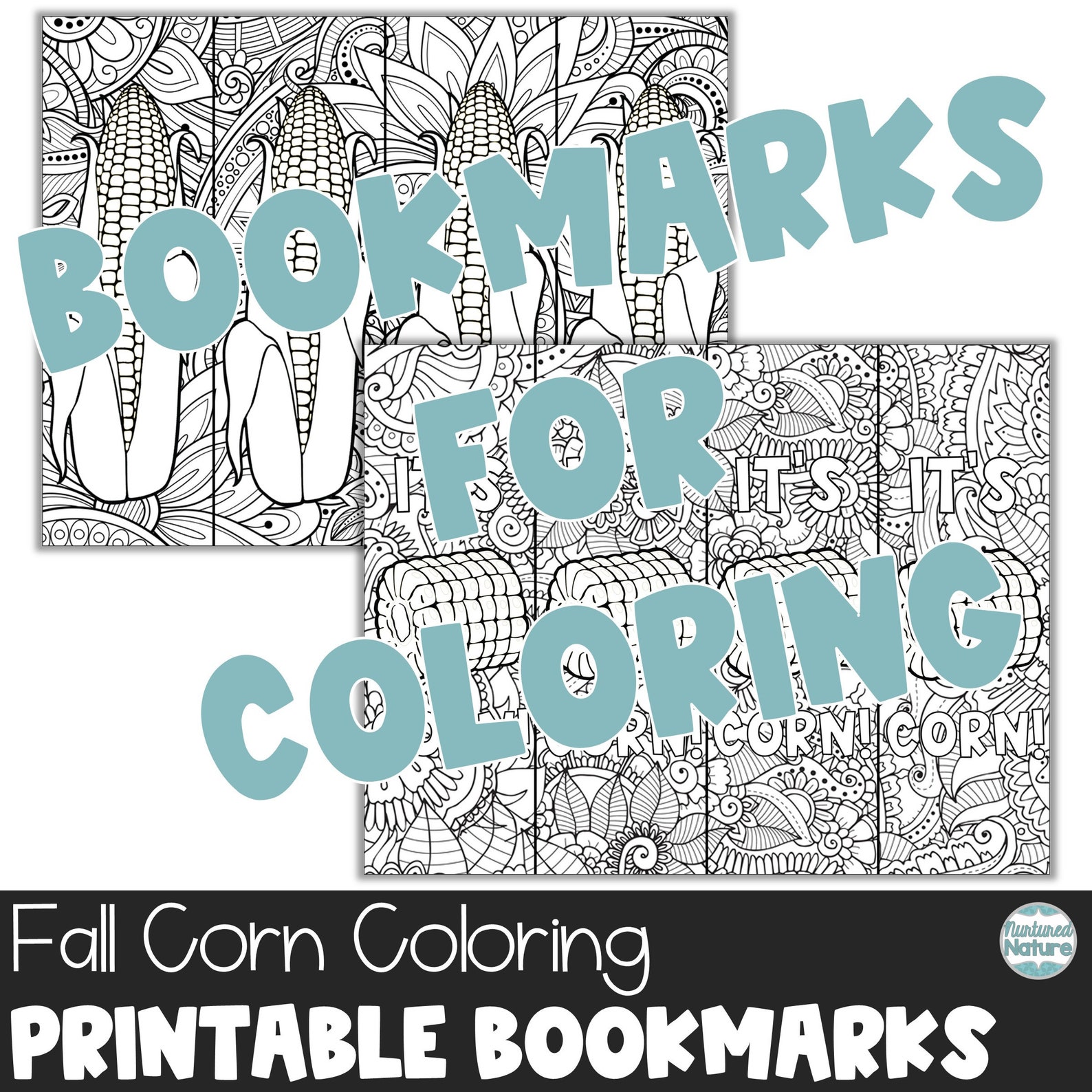 Fall Coloring Bookmarks, Zentangle Patterns, Corn, Coloring Sheets ...