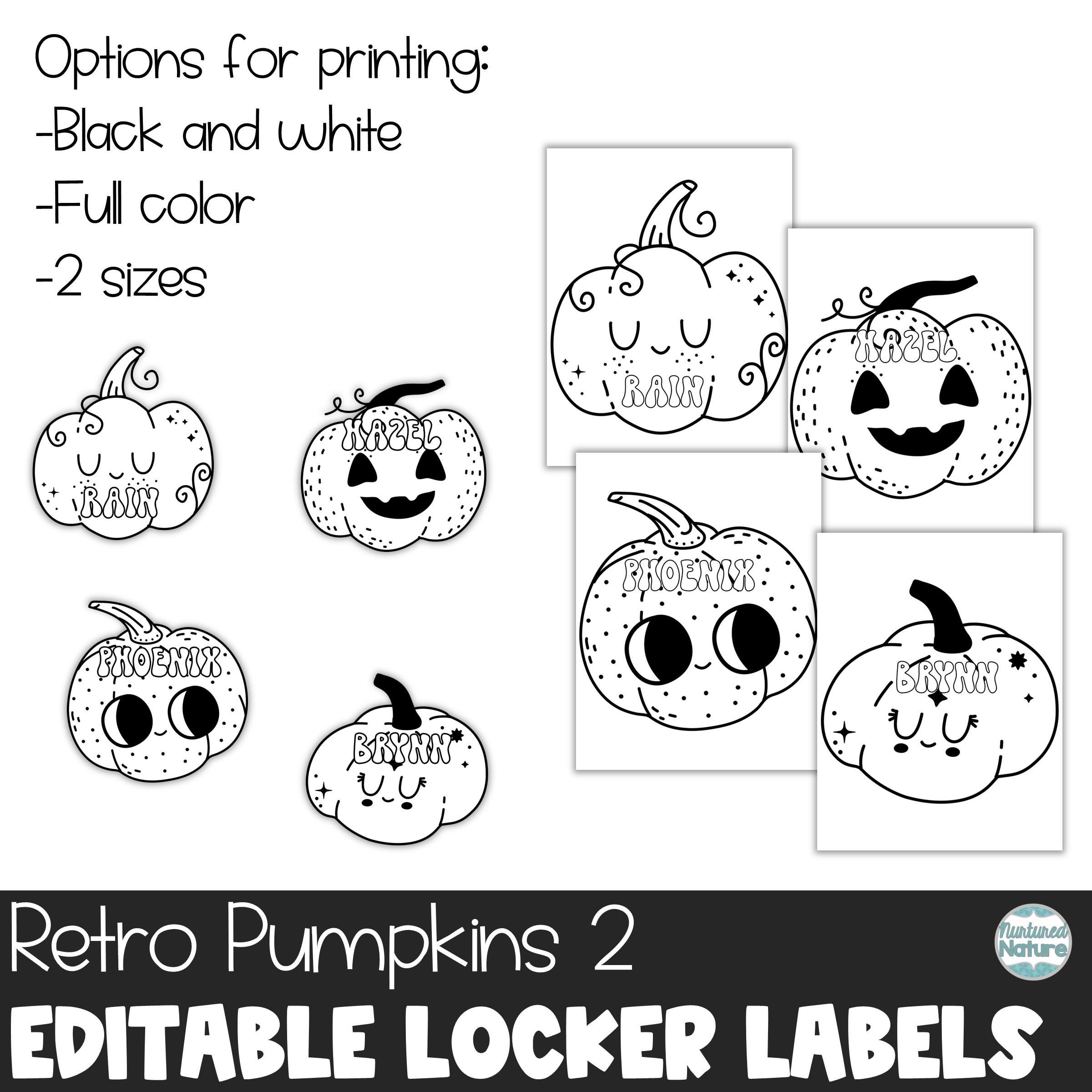 Editable Name Tags for School, Retro Fall Vibes, Pumpkin Name Tags ...