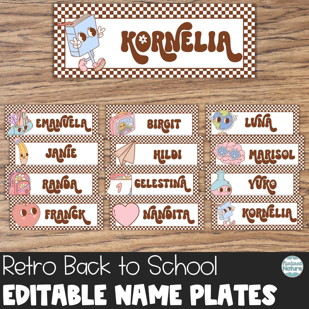 Classroom Name Tags, Back to School Classroom Decor, Retro Name Plate ...