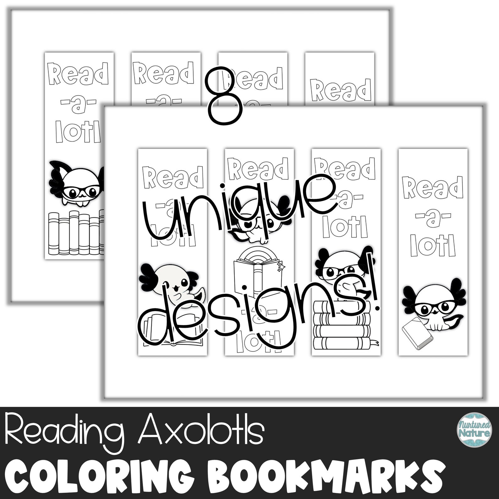 Read Across America Week Printable Bookmarks for Kids Axolotl - Etsy