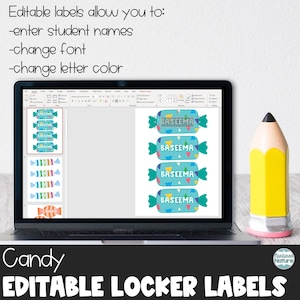 Editable Name Tags for School, Candy Theme Classroom, Cubby Tags ...
