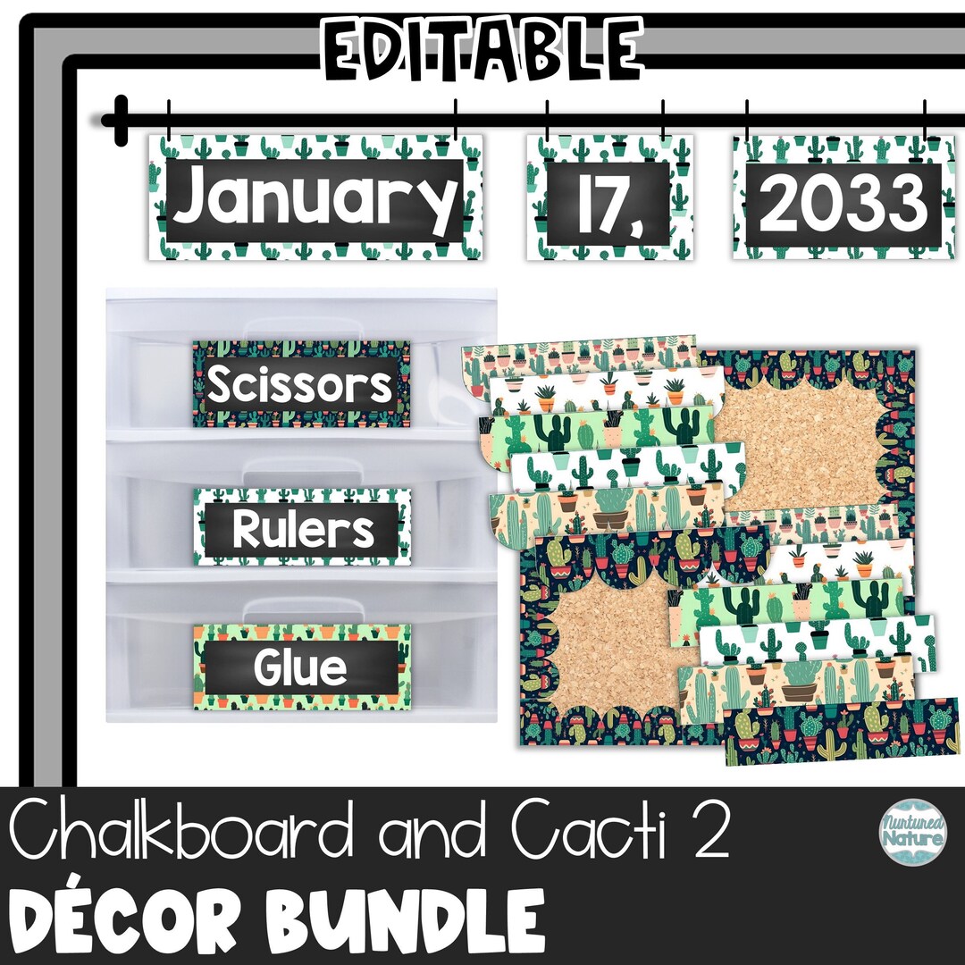 Cactus Classroom Decor Bundle, Farmhouse Decor, 2025 Flip Calendar ...