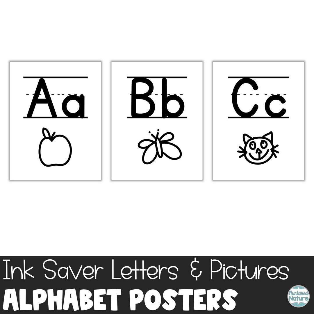 Lined Classroom Alphabet ABC Poster Set - Ink Saver Printable - Etsy