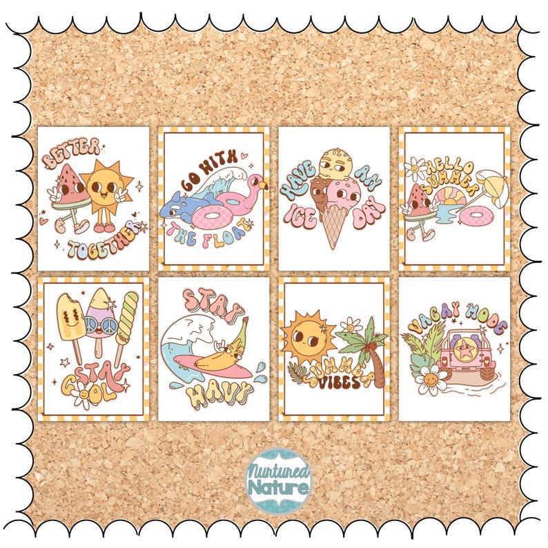 Summer Bulletin Board, Retro Summer Posters for Teachers, Groovy ...