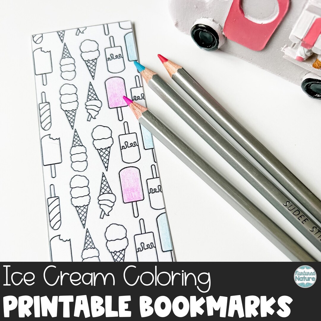 Ice Cream Bookmarks for Kids, Coloring Bookmarks Valentine Day ...