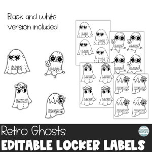 Editable Name Tags for School, Retro Fall Vibes, Ghost Name Tag, Cubby Tags, Locker Labels for ...