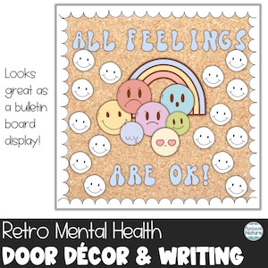 Back to School Bulletin Board, Retro Classroom Door, Mental Health ...