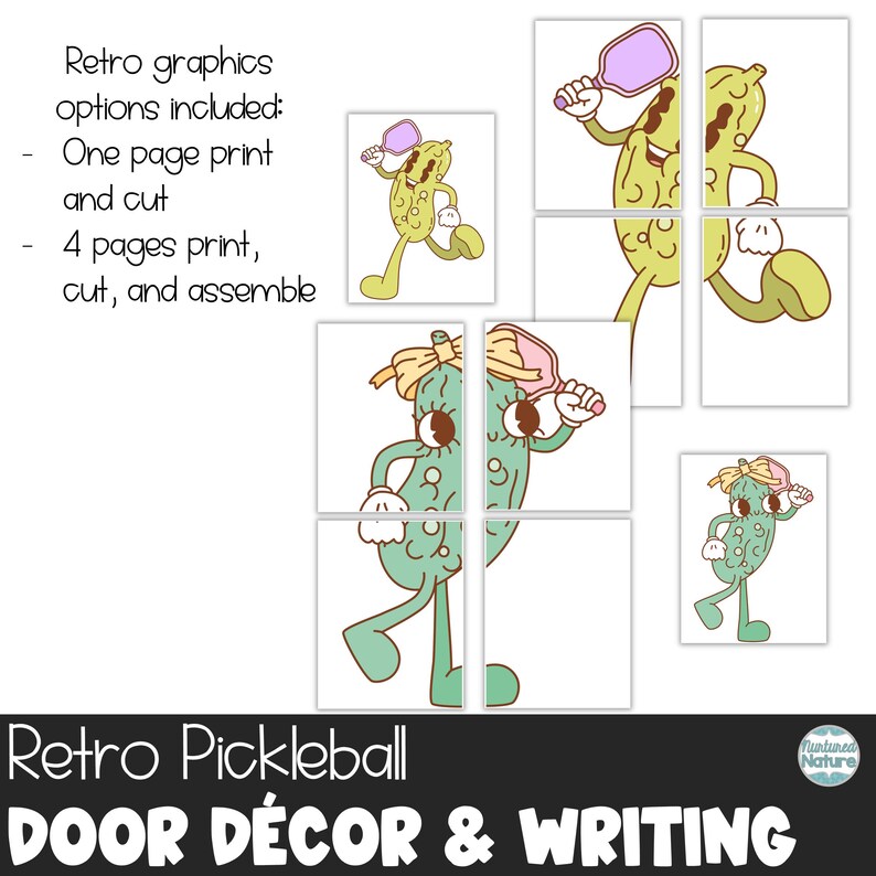 Retro Pickleball Bulletin Board Kit, Pickle Character, Pickleball Theme ...