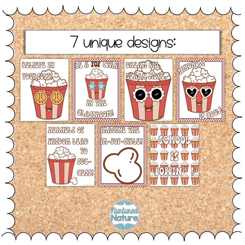 Retro Back to School Bulletin Board, Retro Classroom Decor, Popcorn ...