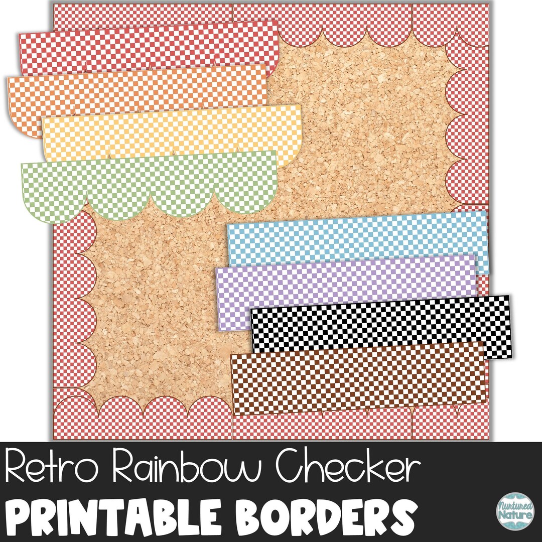 Printable Bulletin Board Border, Retro Classroom Decor Bundle, Rainbow ...