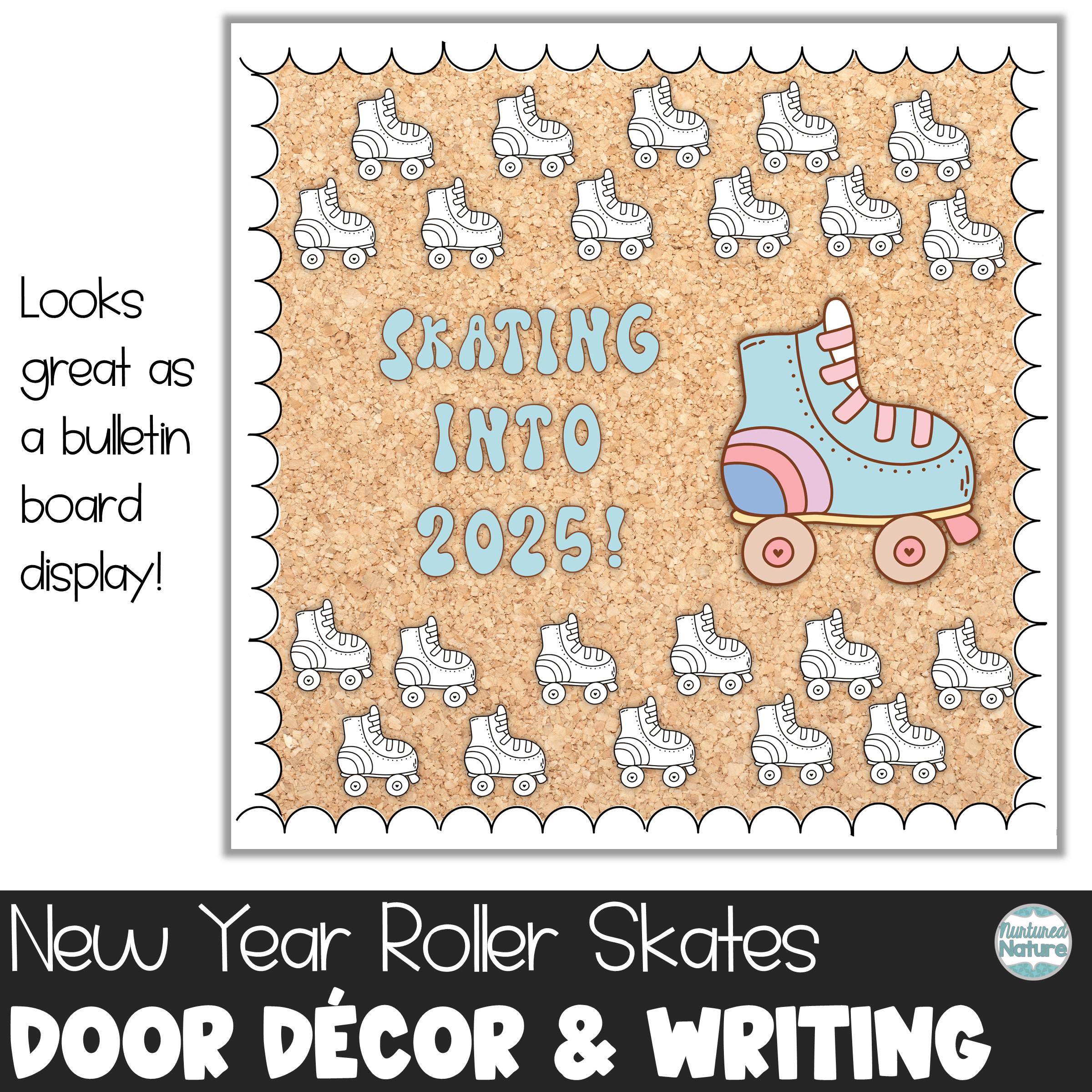 New Year Classroom Door Decoration, Retro New Year, Retro Roller Skates ...