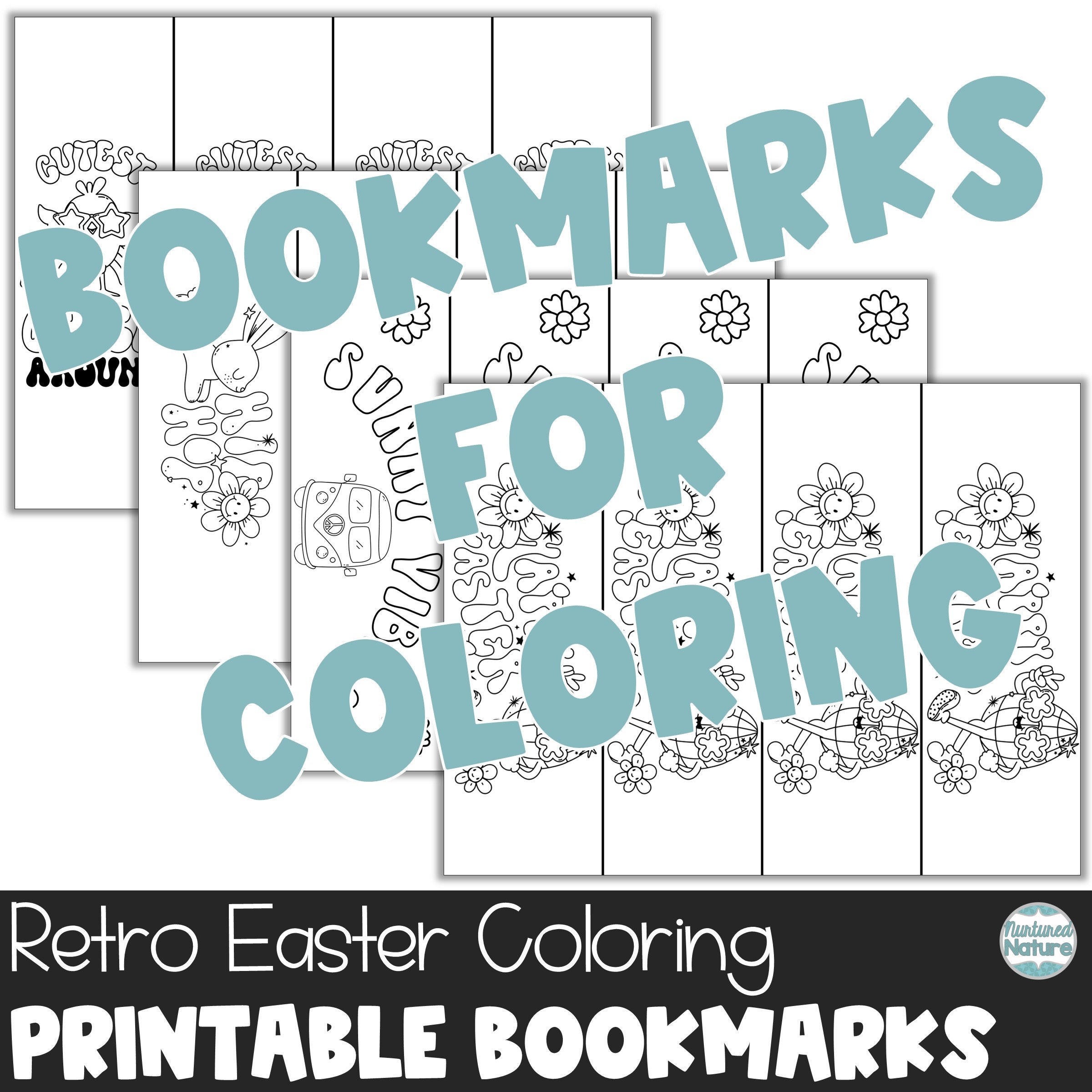 Easter Coloring Page Bookmarks for Kids, Printable Bookmarks for ...