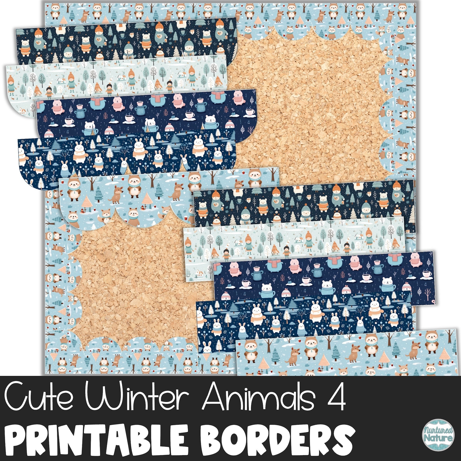 Winter Bulletin Board Border, Winter Woodland Animals, January Bulletin ...
