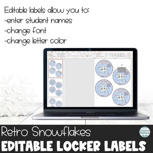 Editable Name Tags for School, Retro Snowflake, Retro Winter Bulletin ...
