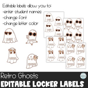 Editable Name Tags for School, Retro Fall Vibes, Ghost Name Tag, Cubby ...