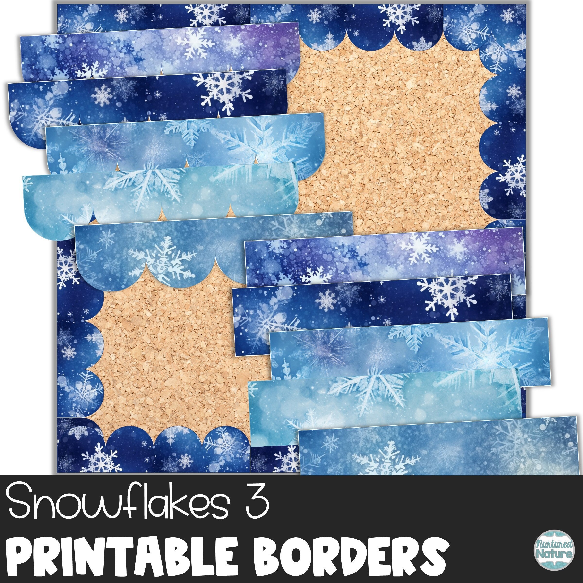 Winter Bulletin Board Border, Snowflake Print, January Bulletin Board ...