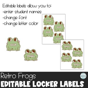 Retro Frog Printable for Kids, Cubby Tags, Editable Name Tags, Editable ...