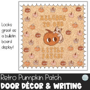 Fall Classroom Door Decor, Pumpkin Bulletin Board, Retro Halloween ...