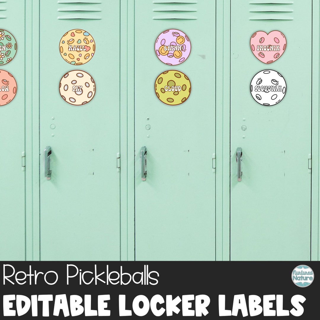 Editable Name Tags for School, Retro Pickleball, Cubby Tags, Classroom ...