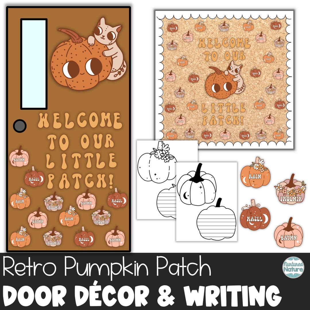 Fall Classroom Door Decor, Pumpkin Bulletin Board, Retro Halloween ...