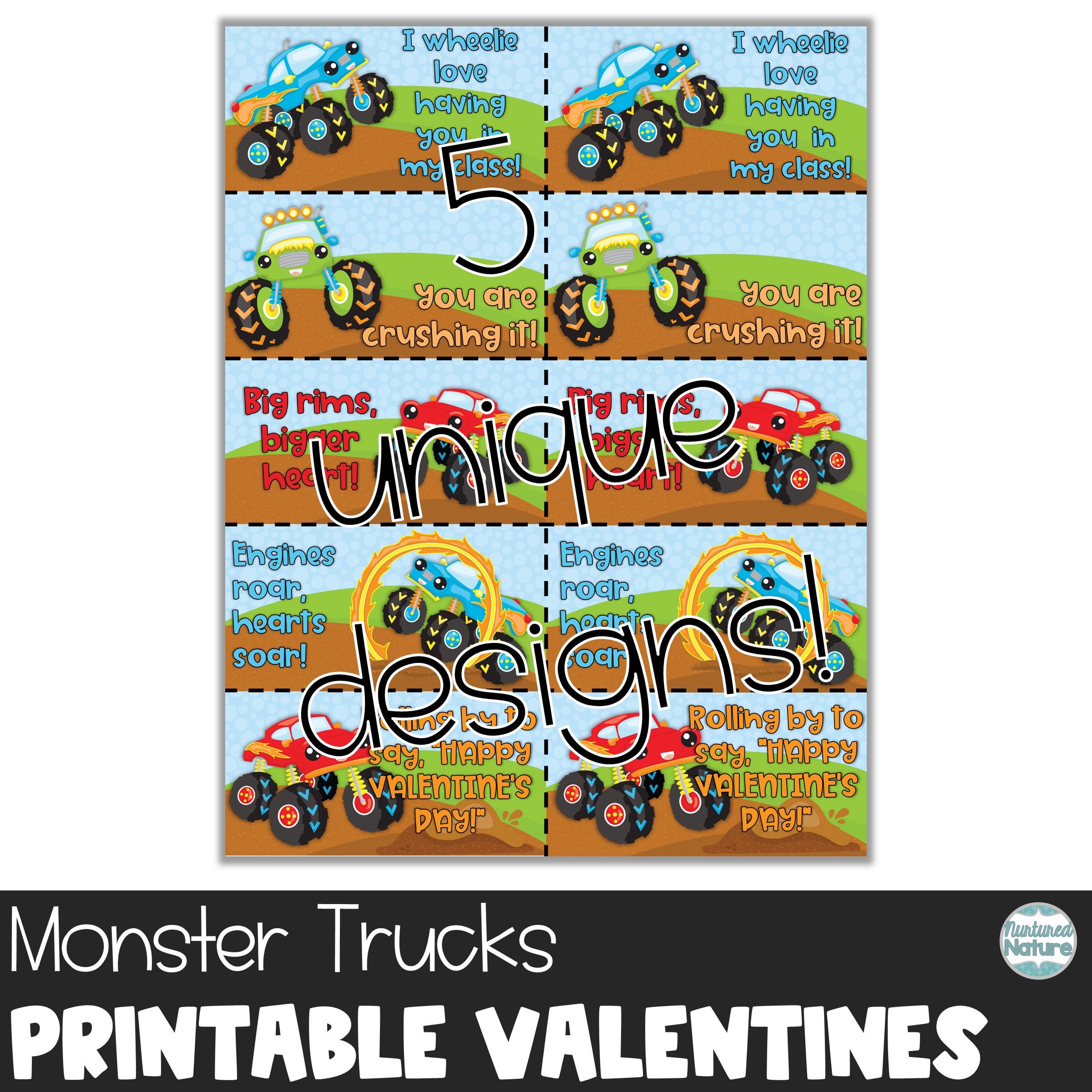 Monster Truck Valentine Cards for Kids Classroom Printable - Etsy