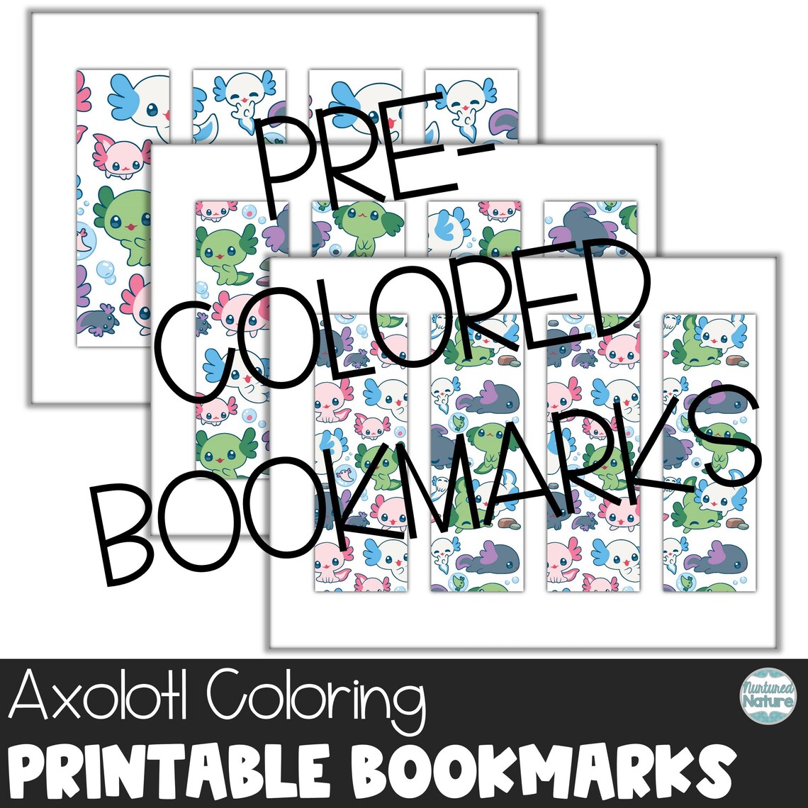 Axolotl Bookmarks for Kids Coloring Bookmarks Valentine Day - Etsy