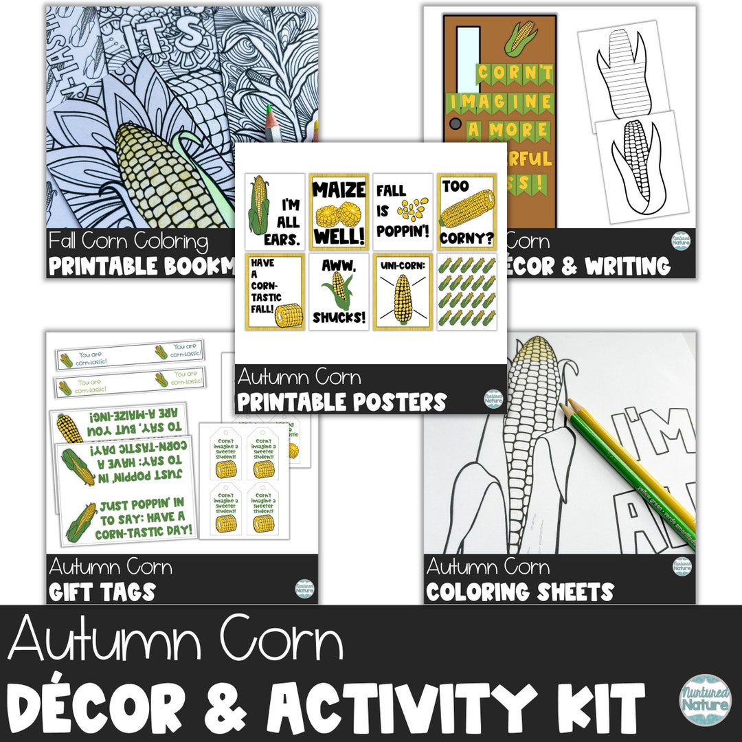 Fall Bundle Printable, Corn Print, Fall Classroom Decor, Bulletin Board ...