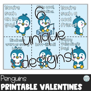 Penguin Valentine’s Day Cards, Valentines Day Cards for Kids Classrooms ...
