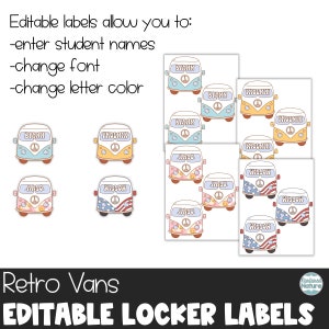 Editable Name Tags for School, Retro Van Bulletin Board, Cubby Tags ...