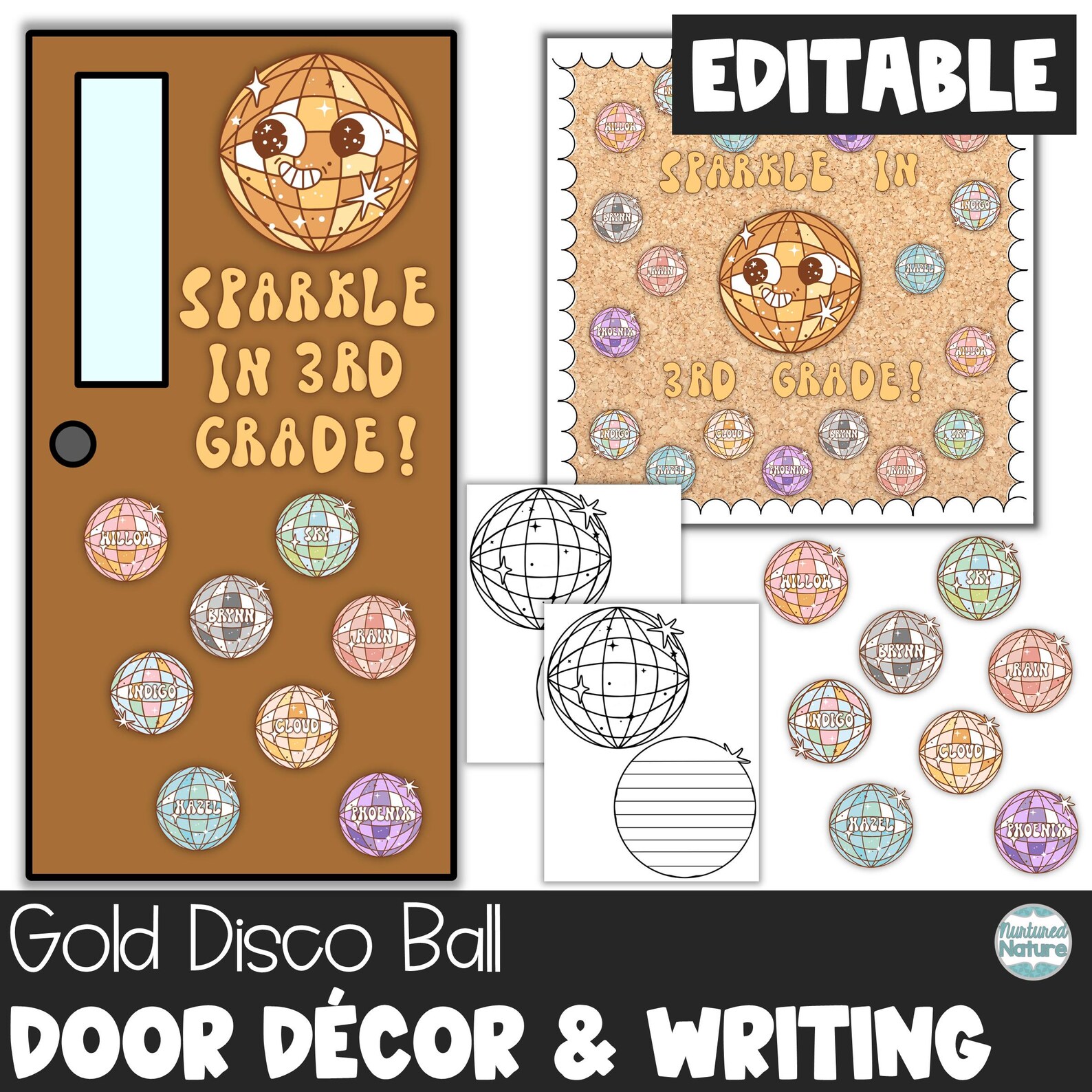 Retro Back to School Bulletin Board, Disco Classroom Decor Bundle ...