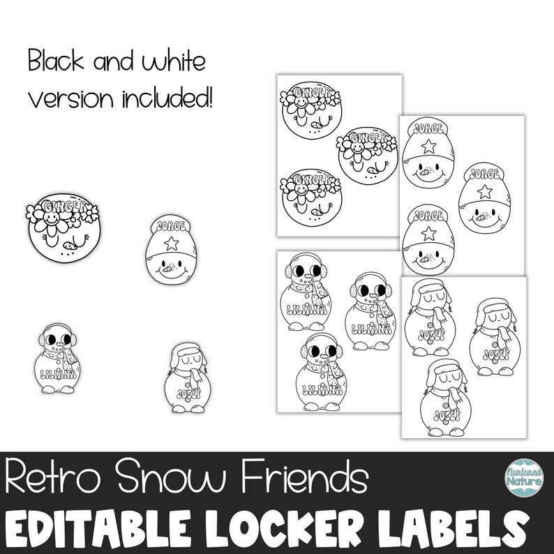 Editable Name Tags for School, Retro Snowman, Retro Winter Bulletin ...