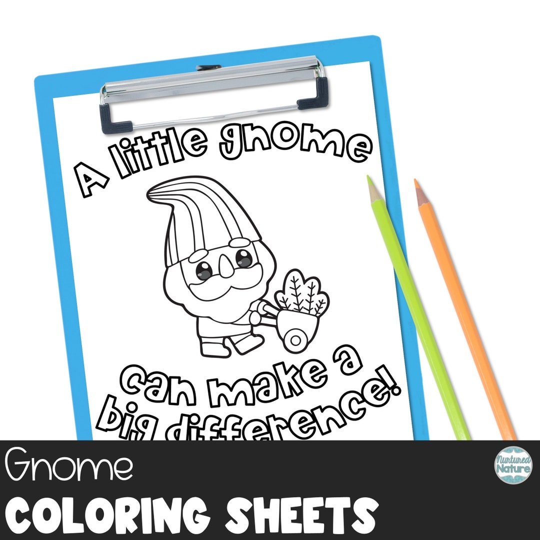 Spring Gnome Coloring Pages for Kids, Printable Coloring Sheets, Spring ...