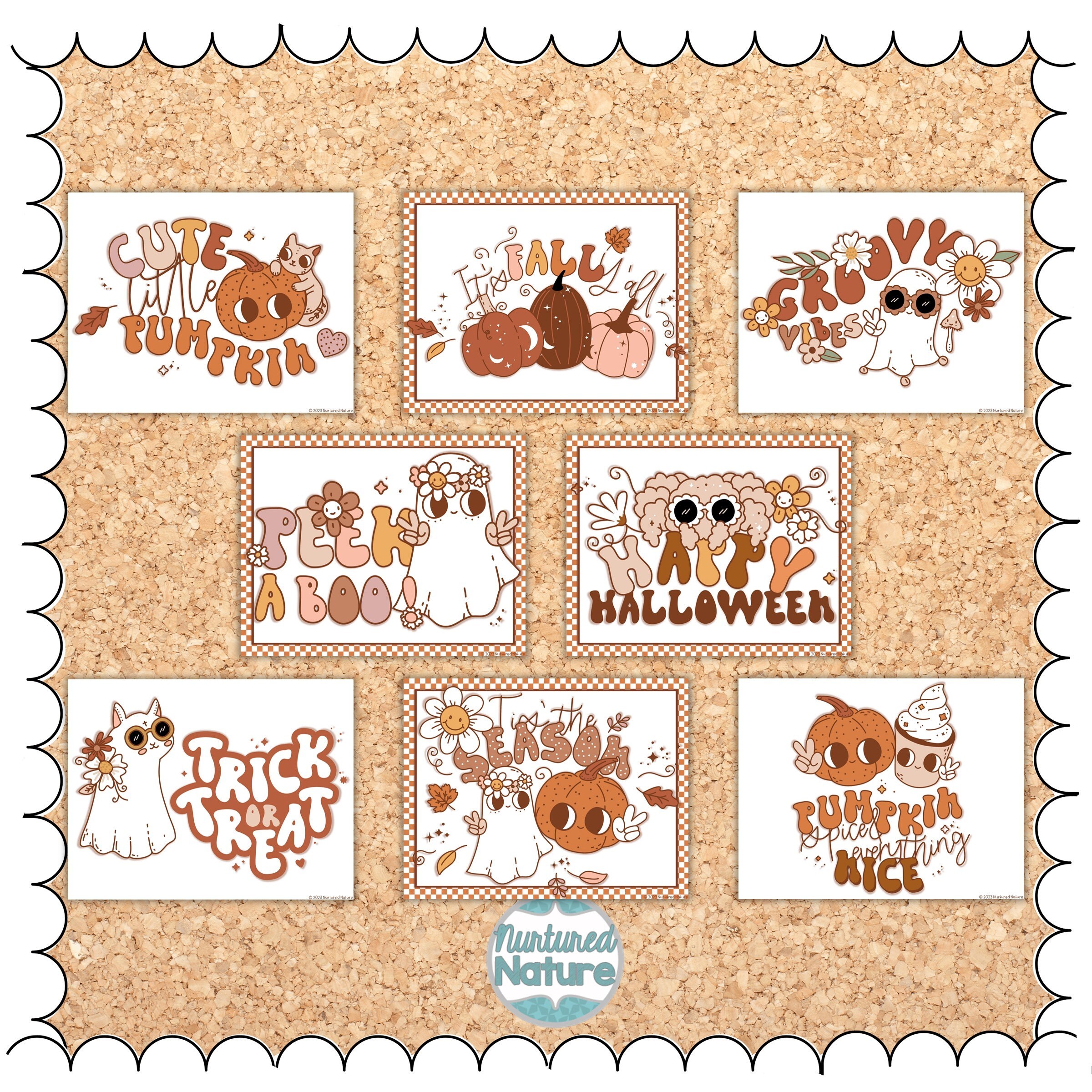 Halloween Bulletin Board Kit, Fall Classroom Decor, Retro Halloween ...