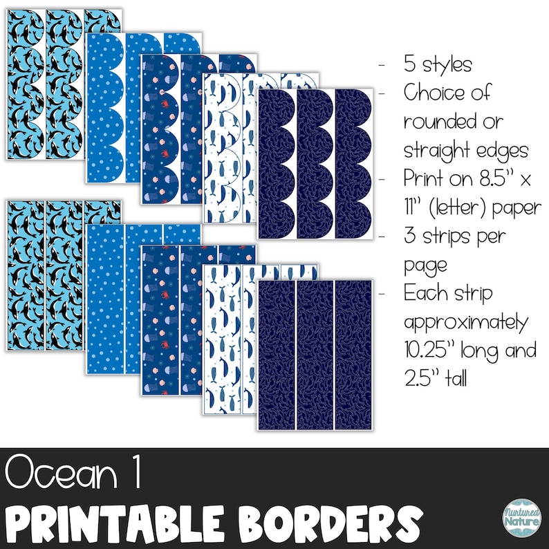 Printable Bulletin Board Border, Ocean Theme Classroom Decor, Orca ...