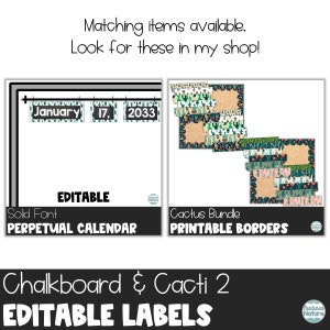 Classroom Labels Editable, Farmhouse Classroom Decor, Cactus Printable ...
