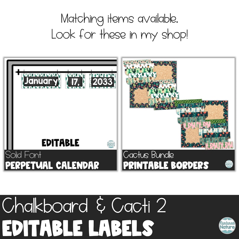 Classroom Labels Editable, Farmhouse Classroom Decor, Cactus Printable ...