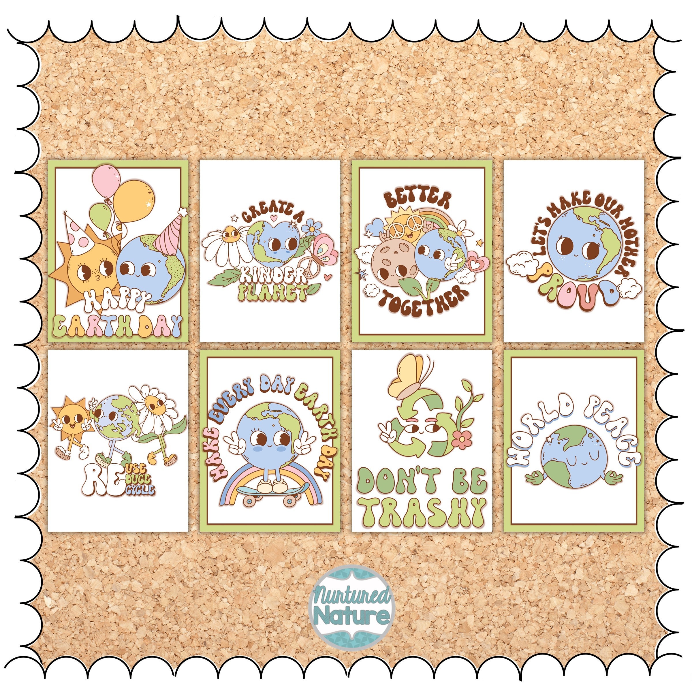 Earth Day Bulletin Board Retro Earth Day Posters for - Etsy