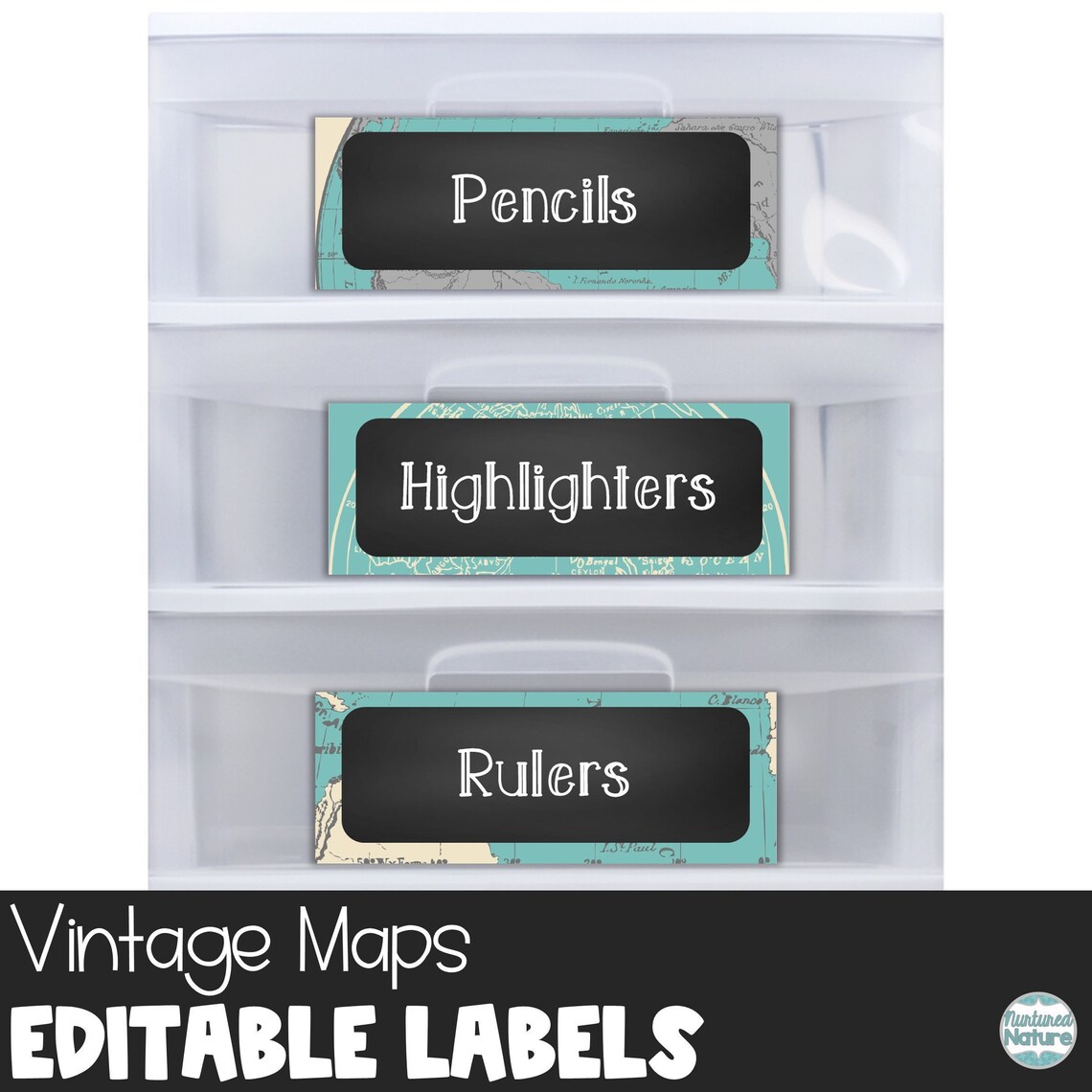 Classroom Labels Editable, Vintage Maps, Travel Theme, Chalkboard ...