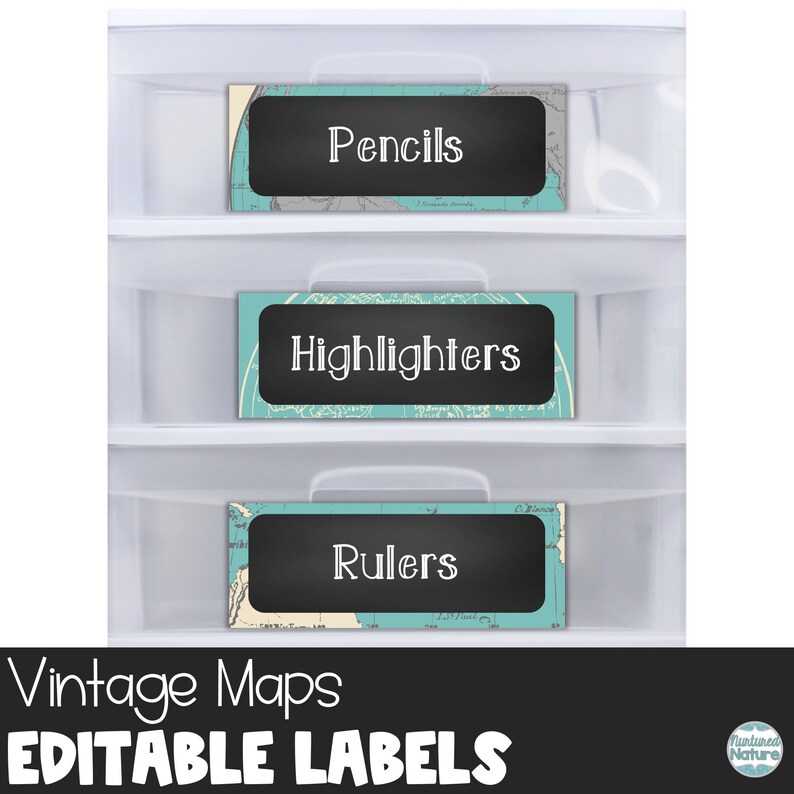 Classroom Labels Editable Vintage Maps Travel Theme - Etsy