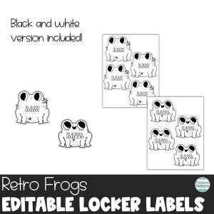 Retro Frog Printable for Kids, Cubby Tags, Editable Name Tags, Editable ...
