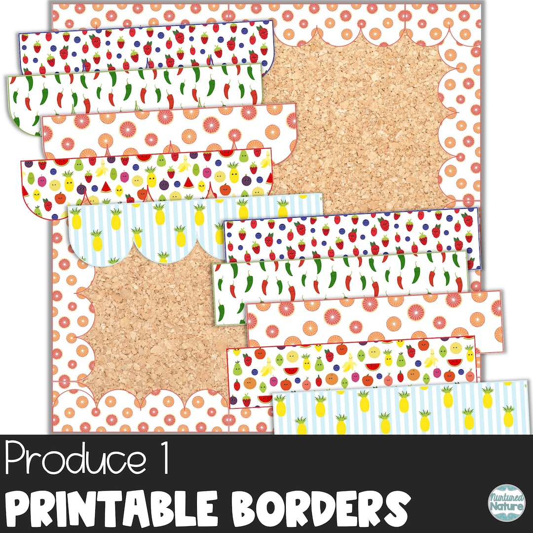 Printable Bulletin Board Border, Fruit Printables, Bulletin Board Trim ...