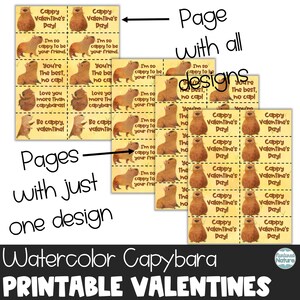 Capybara Valentines Cards for Kids Classroom, Capybara Gift Tags ...