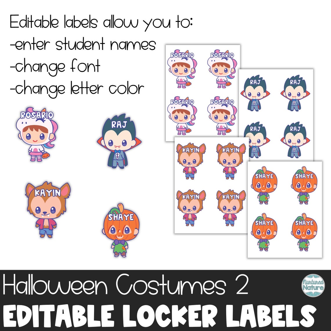 Editable Name Tags for School, Halloween Name Tags Printable, Cubby ...