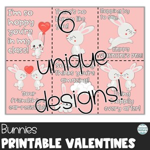 Rabbit Valentine Cards for Kids Classroom, Printable Valentines Day ...